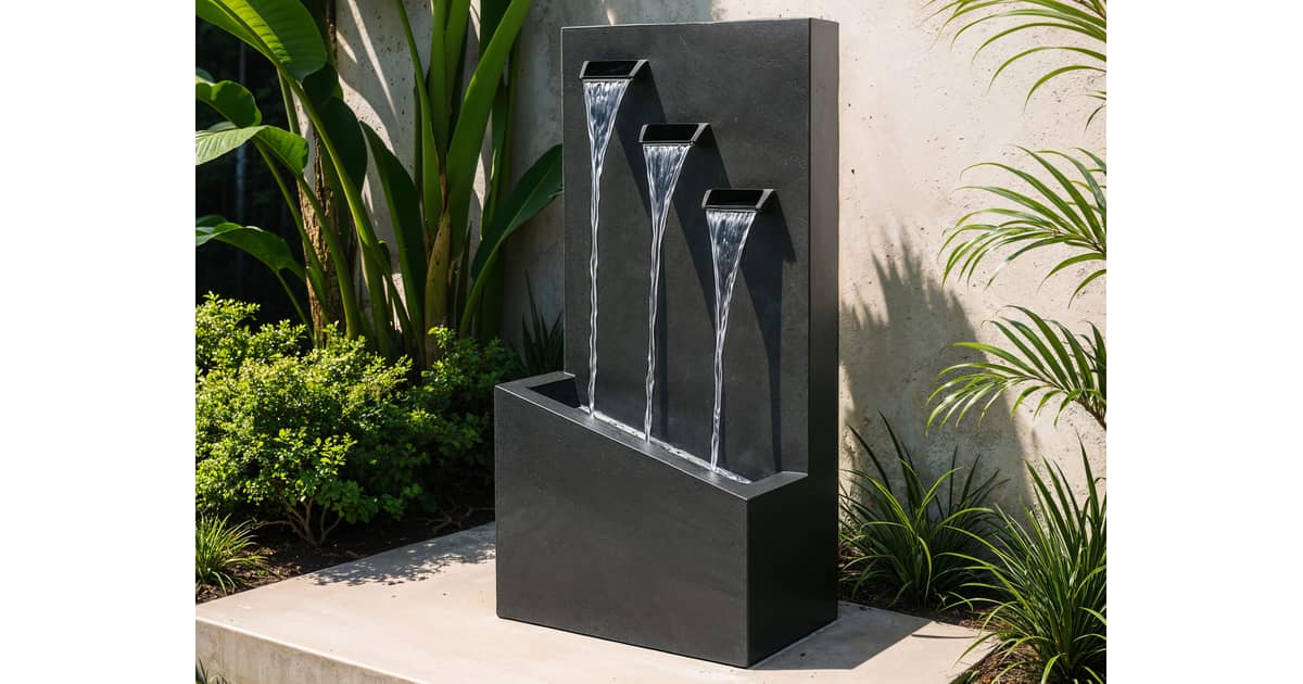 Falling Water Triple Water Feature with Pump & Light | Trade Tested NZ