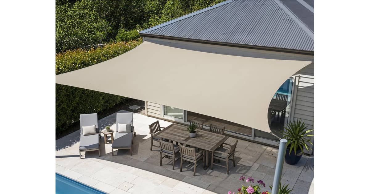Shade Sail Rectangular Permeable 280gsm 3m x 5m Natural | Trade Tested NZ