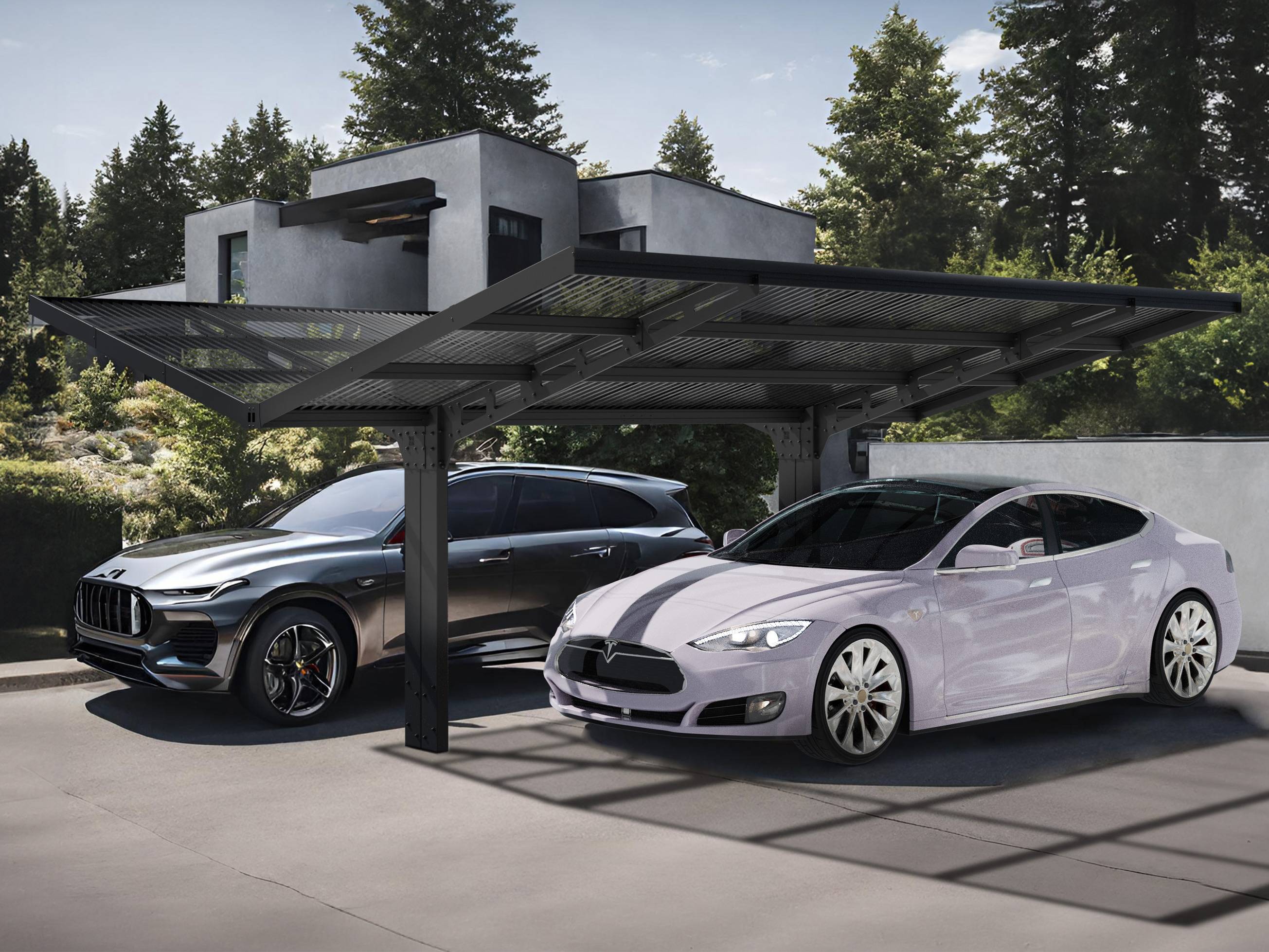 Palram Cantilever Double Carport Sydney Wings 5.7m x 5.9m - Double ...