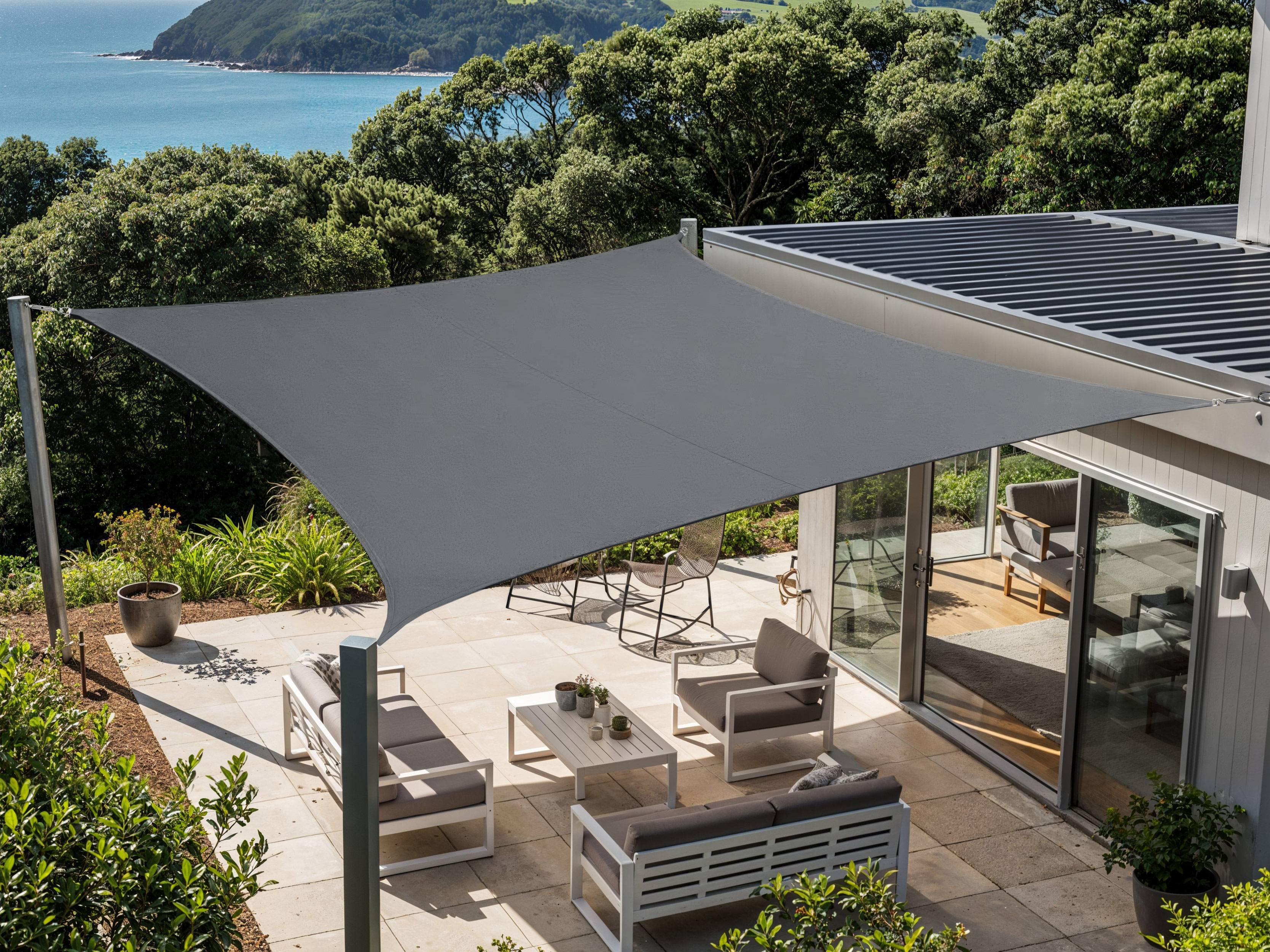 Shade Sail Rectangular Waterproof 280gsm 3m x 5m Graphite - Shade Sails ...
