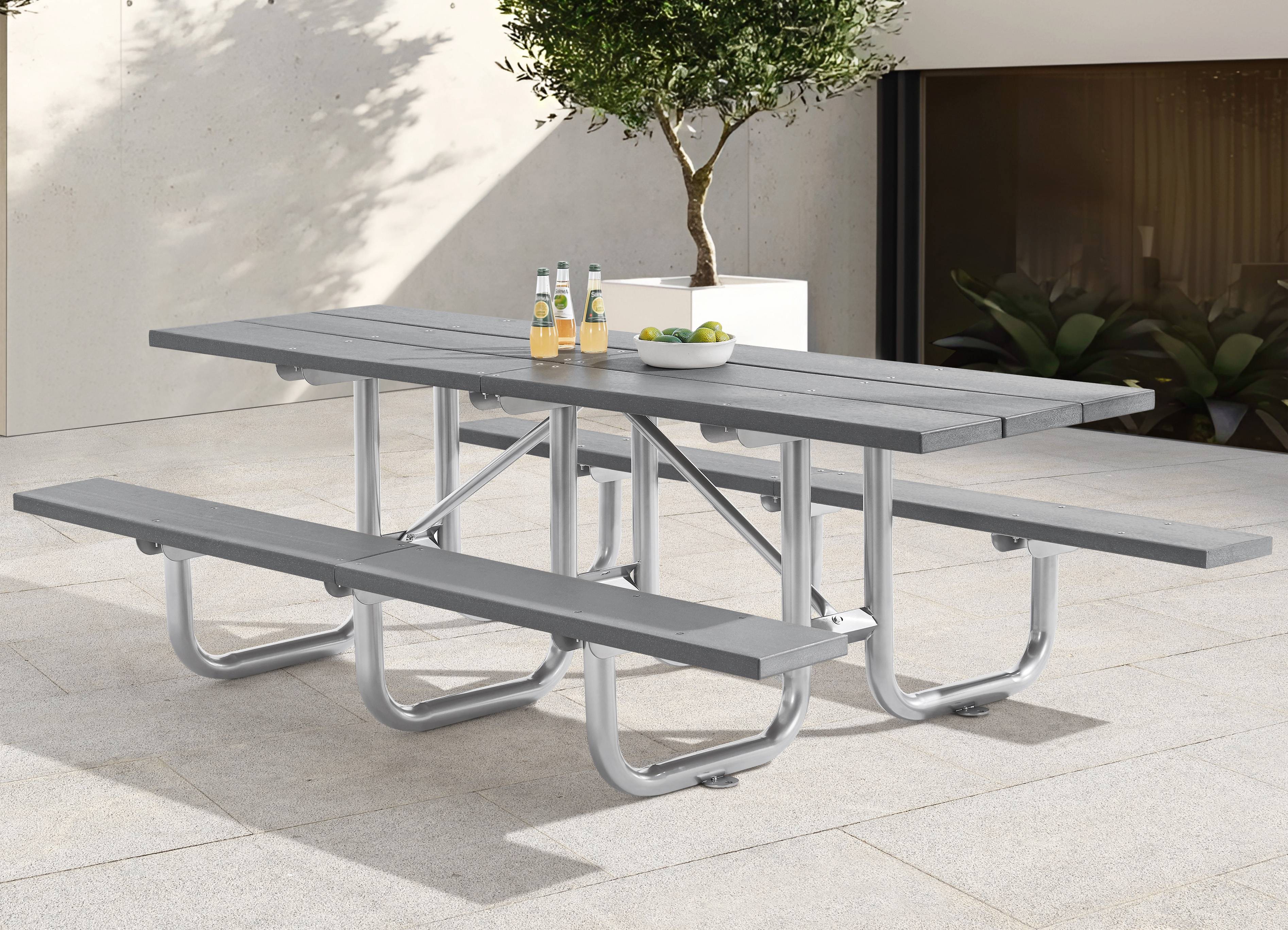 Picnic Table 8 Seater Commercial Recycled Plastic - Grey - Picnic ...