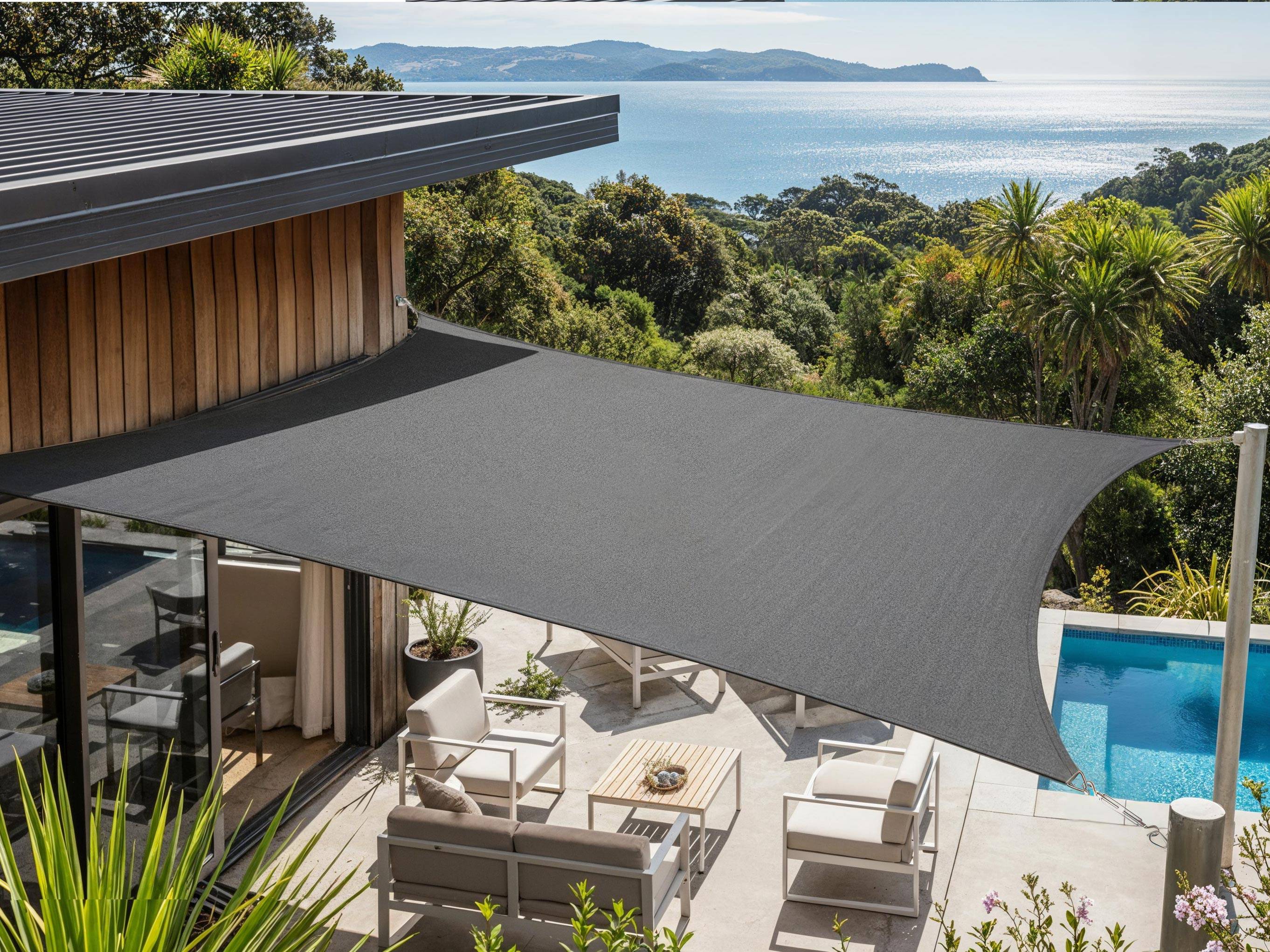 Shade Sail Square Permeable 280gsm 5m Graphite - Shade Sails - Shade ...