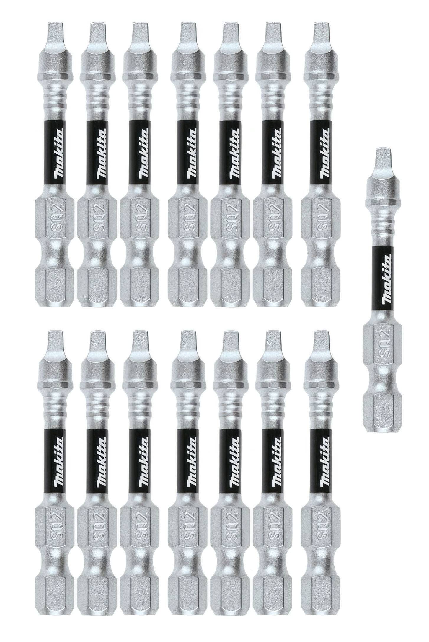 Makita Impact XPS #2 Square Power Bit 50mm 15 Piece - Drill Bit Sets ...