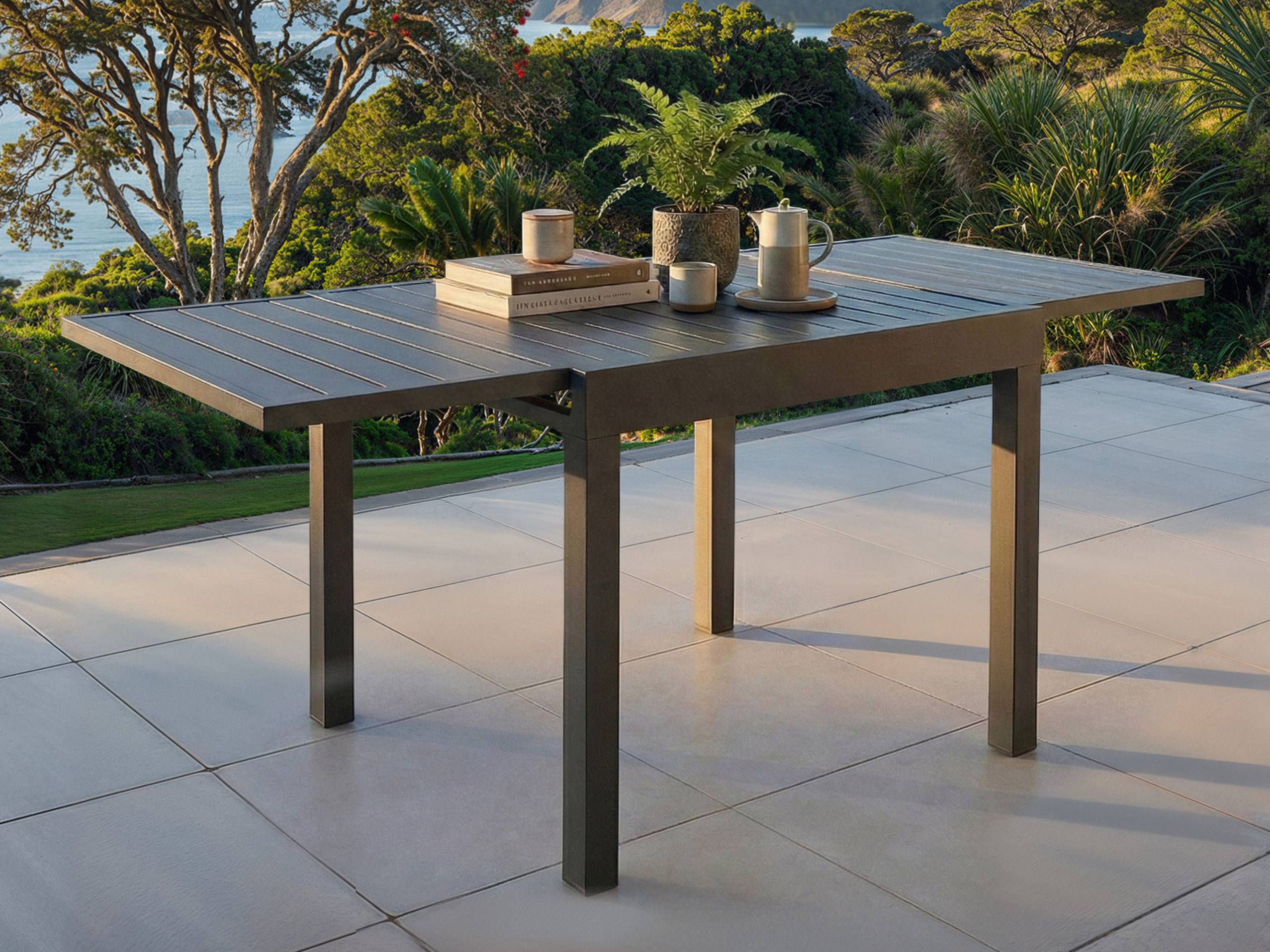 Civic Extending Outdoor Dining Table 90-180cm - Gunmetal - Outdoor ...